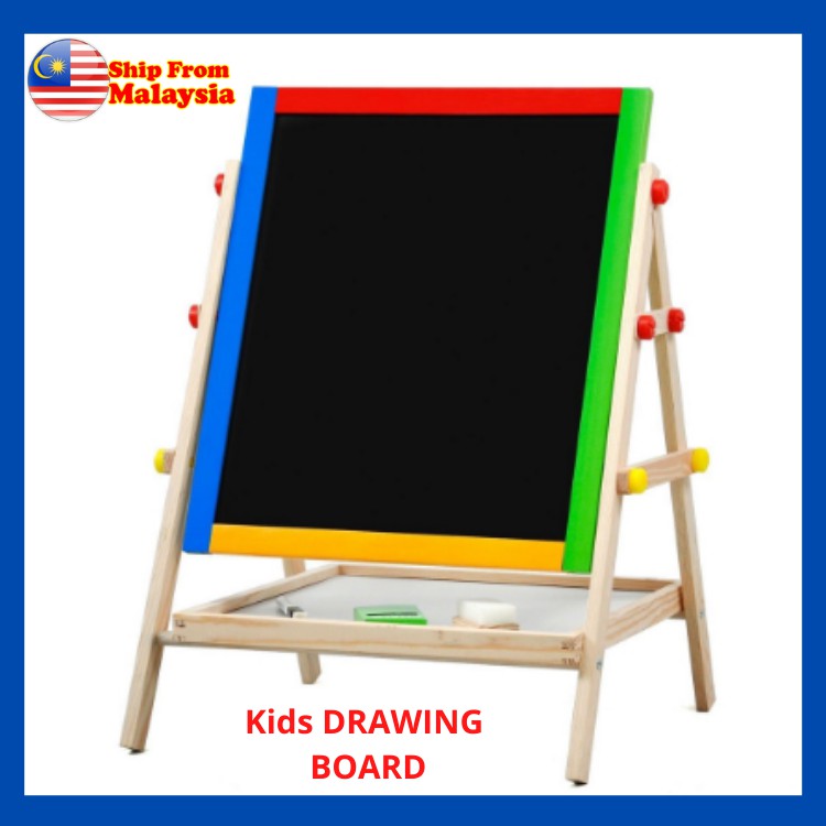 Papan Conteng Kanak-kanak 2 dalam 1 Papan Hitam & Putih Wooden White ...