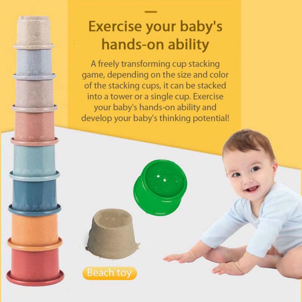 8pcs/ Play Cups Baby Educational Stack Up Cups Nesting Toys for 6 ...