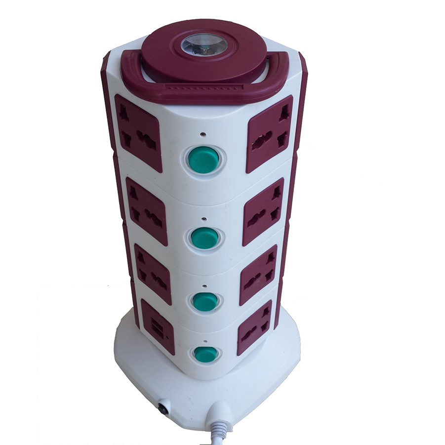 Vertical smart socket tower 4-level 2-tier socket usb 2.1A voltmeter ...