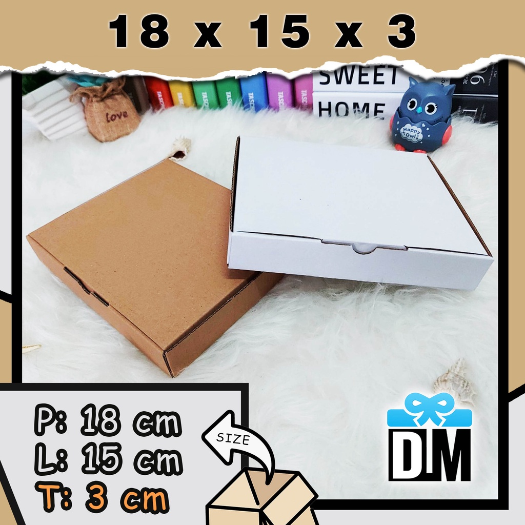 PUTIH Cardboard 18 x 15 x 3 cm Box 18x15x3 cm Packing Box 180 x 150 x ...