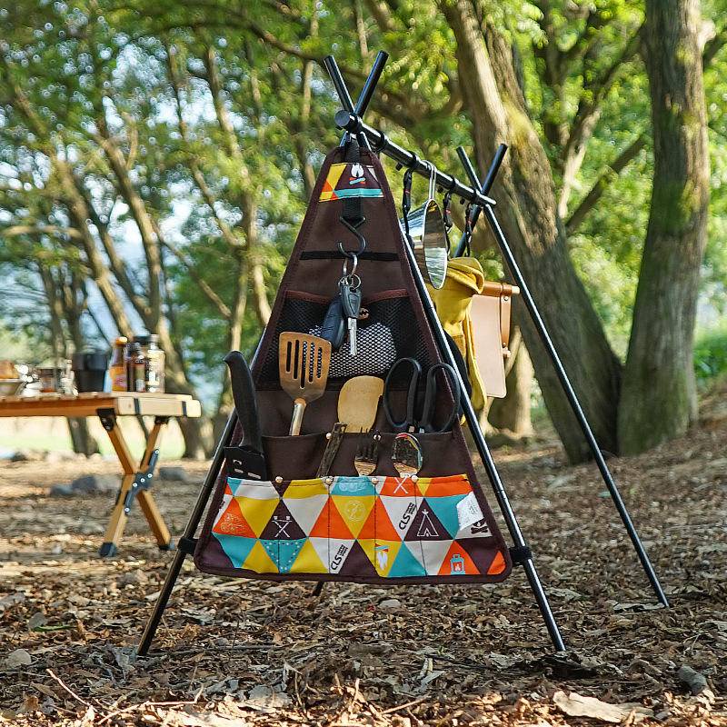 Outdoor Camping Tripod Rack Storage Bag Kitchen Tableware Finishing ...