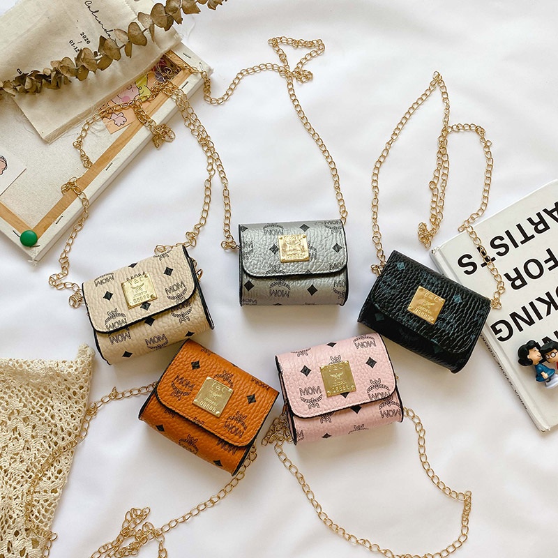 Kids Girls Printed Shoulder Chain Bag Baby Girl Cute Purse Mini Handbag ...