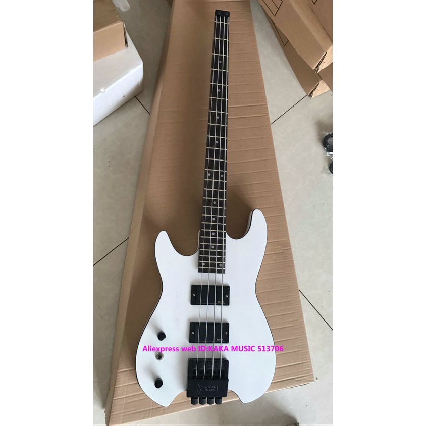 Custom Shop White Left Handed No Head Electric Bass 4 Strings Headless ...
