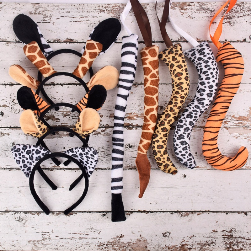 blg Zebra Giraffe Ears Headbands Tail Set Animal Fancy Costume Kit for ...