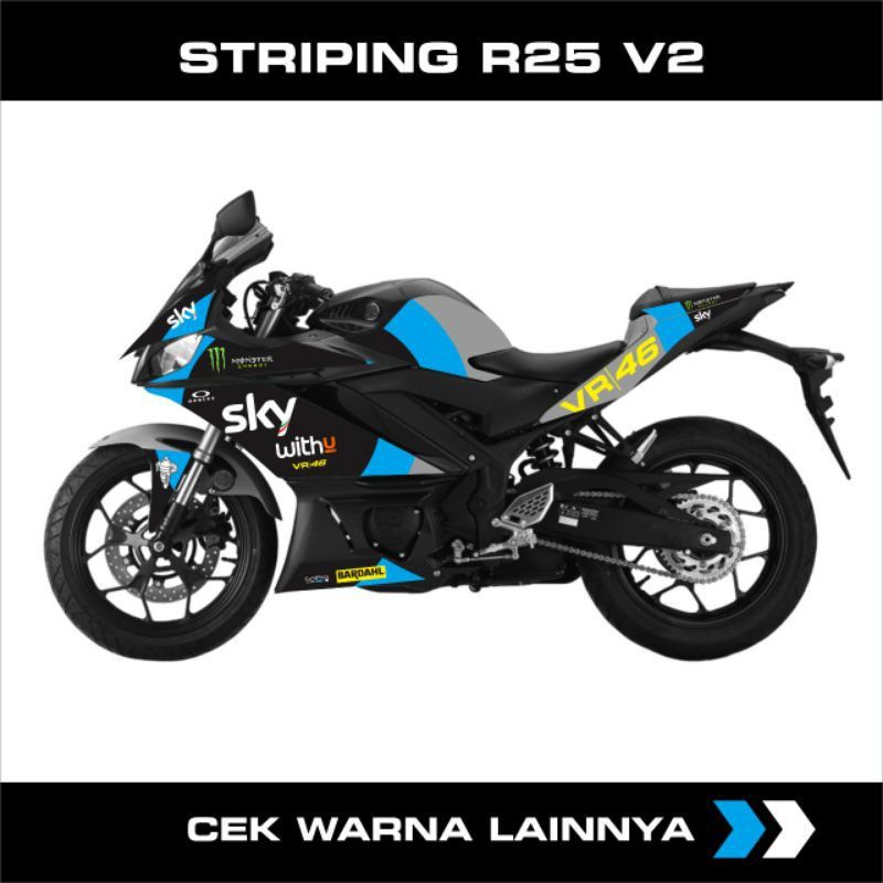 Sticker STRIPING YAMAHA R25 V2/STICKER Variation LIST BODY R25 V2 SKY ...