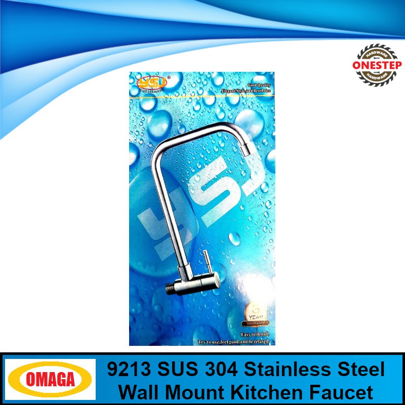 OMAGA 9213 SUS 304 Stainless Steel Wall Mount Kitchen Faucet | Shopee ...