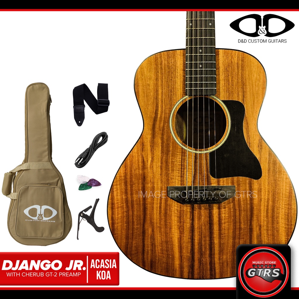 D&D Django Jr. - KOA Acasia Wood Acoustic Guitar with Cherub GT-2 ...
