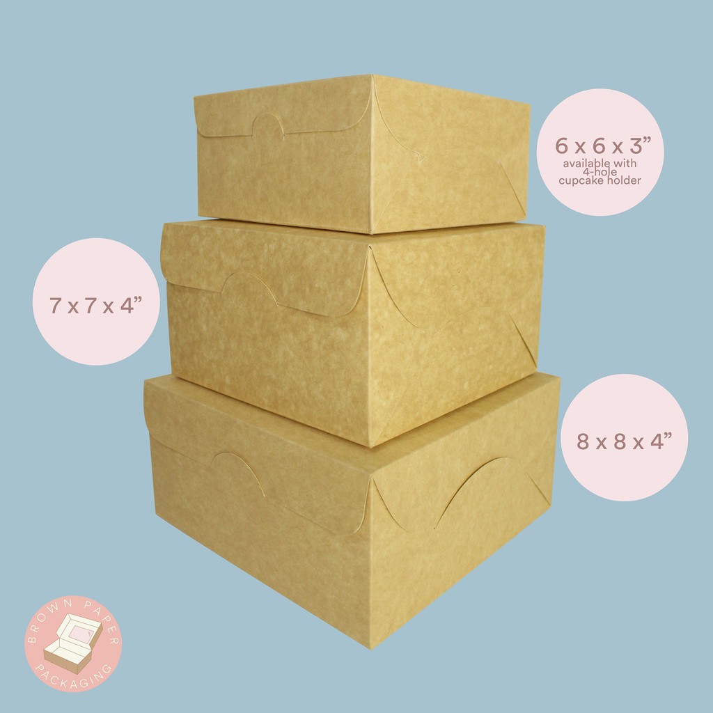 Pre-Formed Cake Box with window in packs of 10pcs (Brown Paper ...
