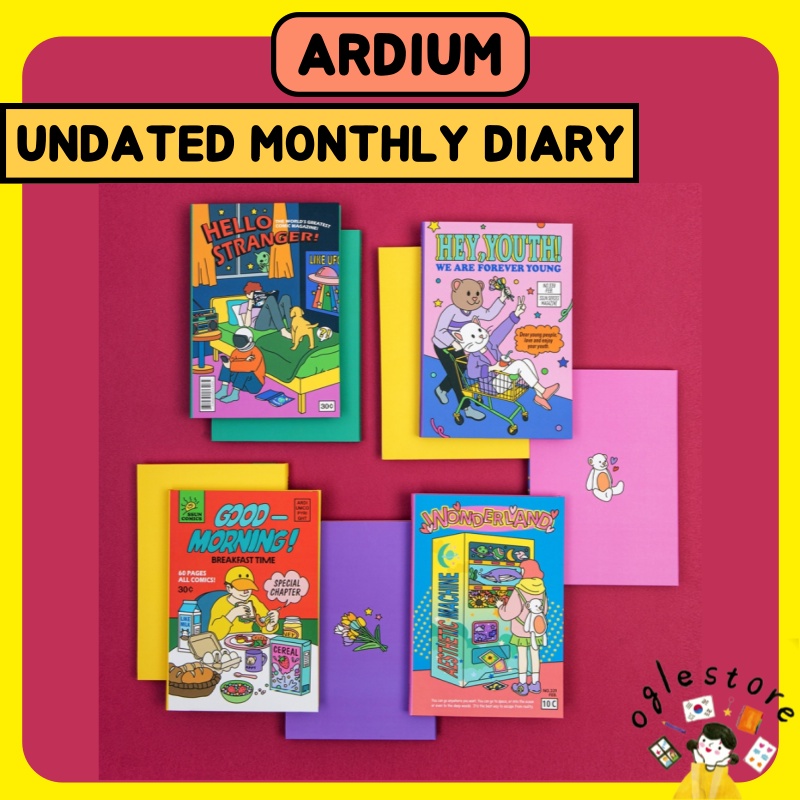 Undated Diary Korean Undated Planner Monthly Diary Color Point Like ...