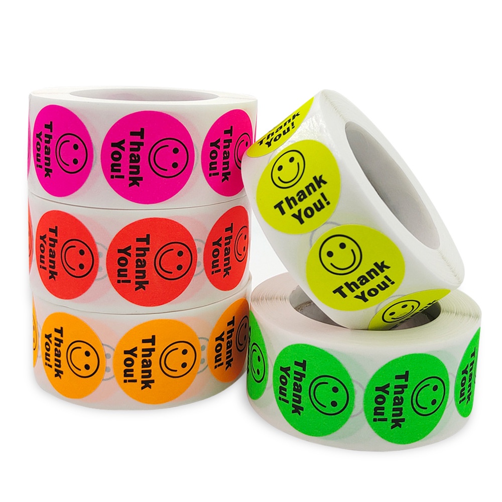 Smiley Face Sticker 500 Pcs/roll for Kids Reward Sticker yello green ...