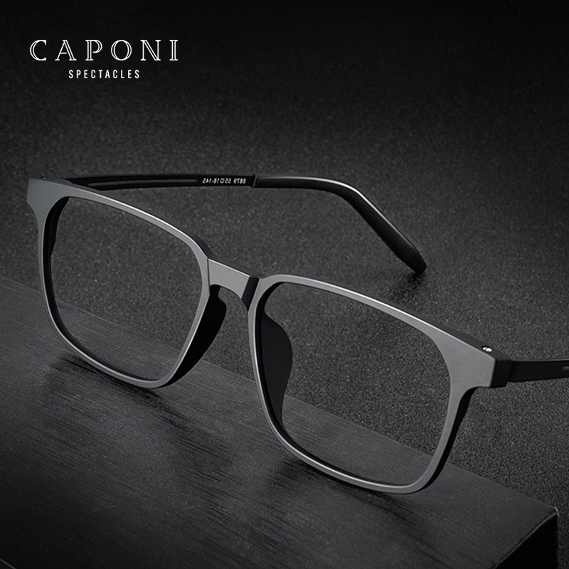 CAPONI Extremely Light Weight Glasses Frame Soft TR-90 Material Men's ...