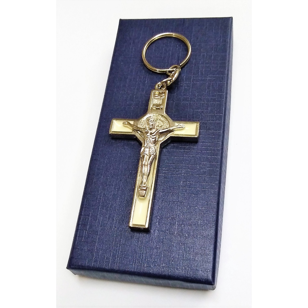 KEYCHAIN: ST BENEDICT- CROSS-, Laminated cross | Shopee Philippines