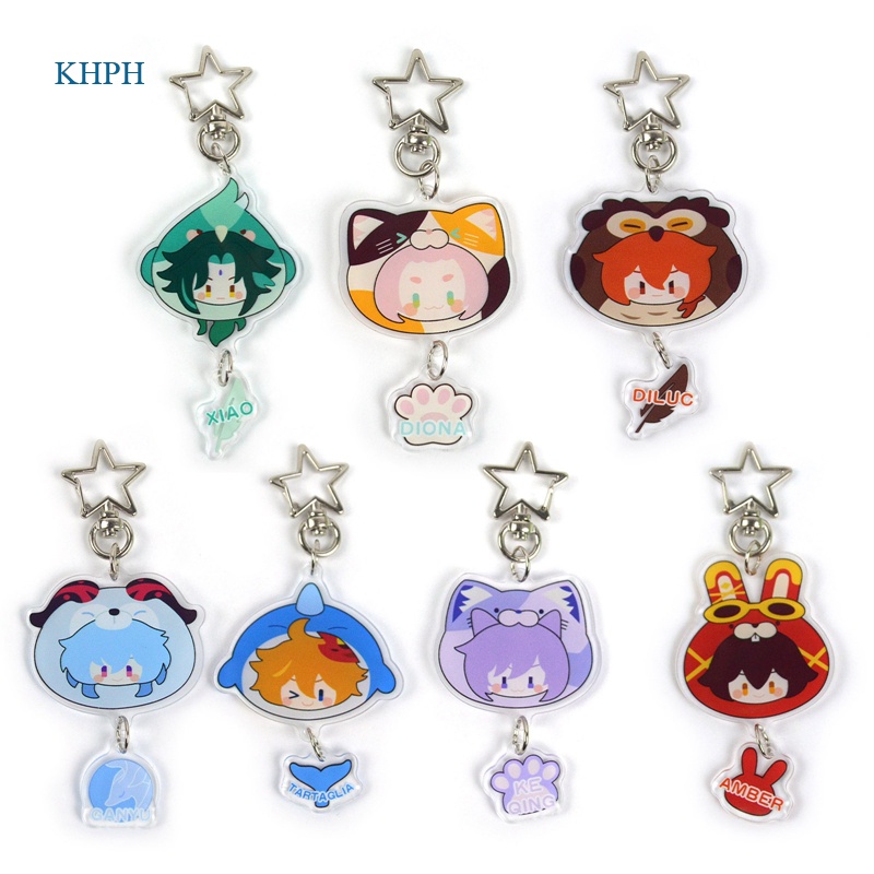 KUHONG Genshin Impact Keychain Anime Pandant Keyring Key Chain Xiao ...