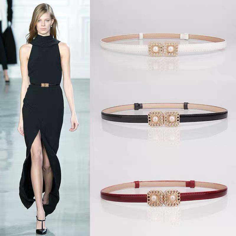 EMS new Pure leather fine belt women's fashion leather belt casual ...