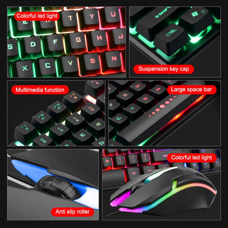 INPLAY STX360 PH ready stock Rainbow Backlit Gaming Keyboard and Mouse ...