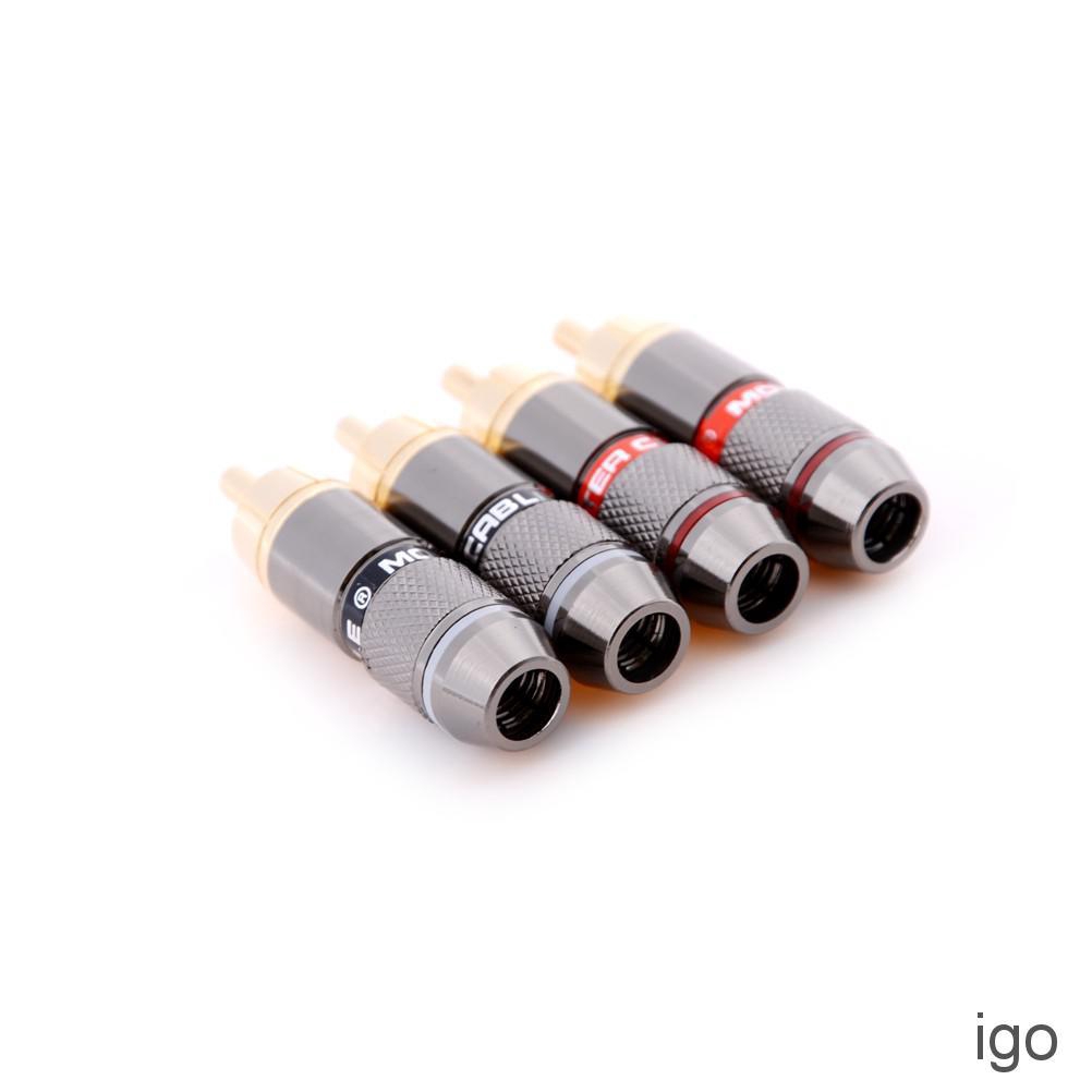 IGO 4 Pcs RCA Hi-Fi Gold-Plated Copper Male Plug Audio Connector ...