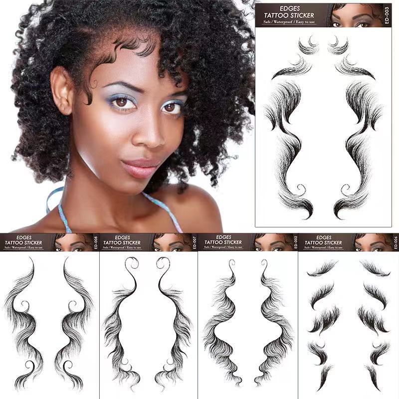 Baby Hair Tattoo Sticker Hair Edges Temporary Tattoo Sticker Fake Bangs ...