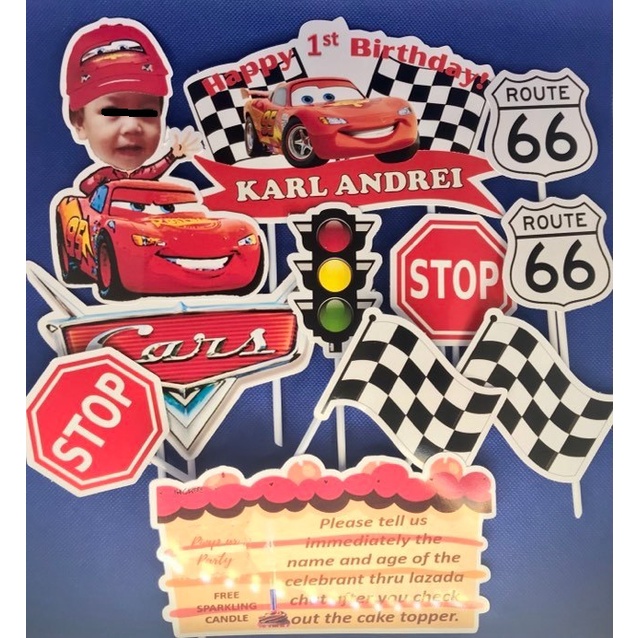 RACE CAR DESIGN CAKE TOPPERS WITH PERSONALIZED NAME AND AGE OF THE ...