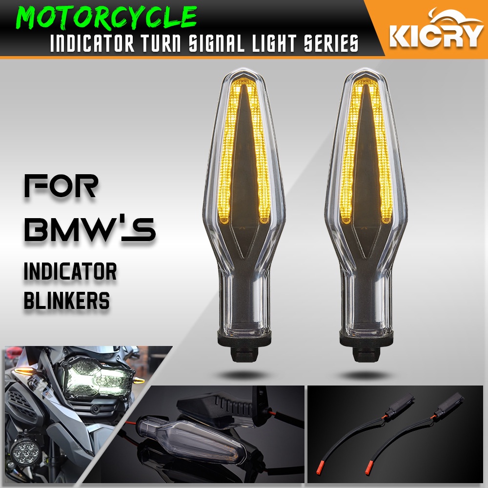 KICRY Motorcycle Indicators Front Rear Flowing Turn Signal Light Amber ...