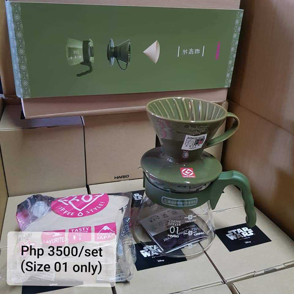 Hario V60 Ceramic Pour Over Set Size 01 (Limited Edition Tea Green ...