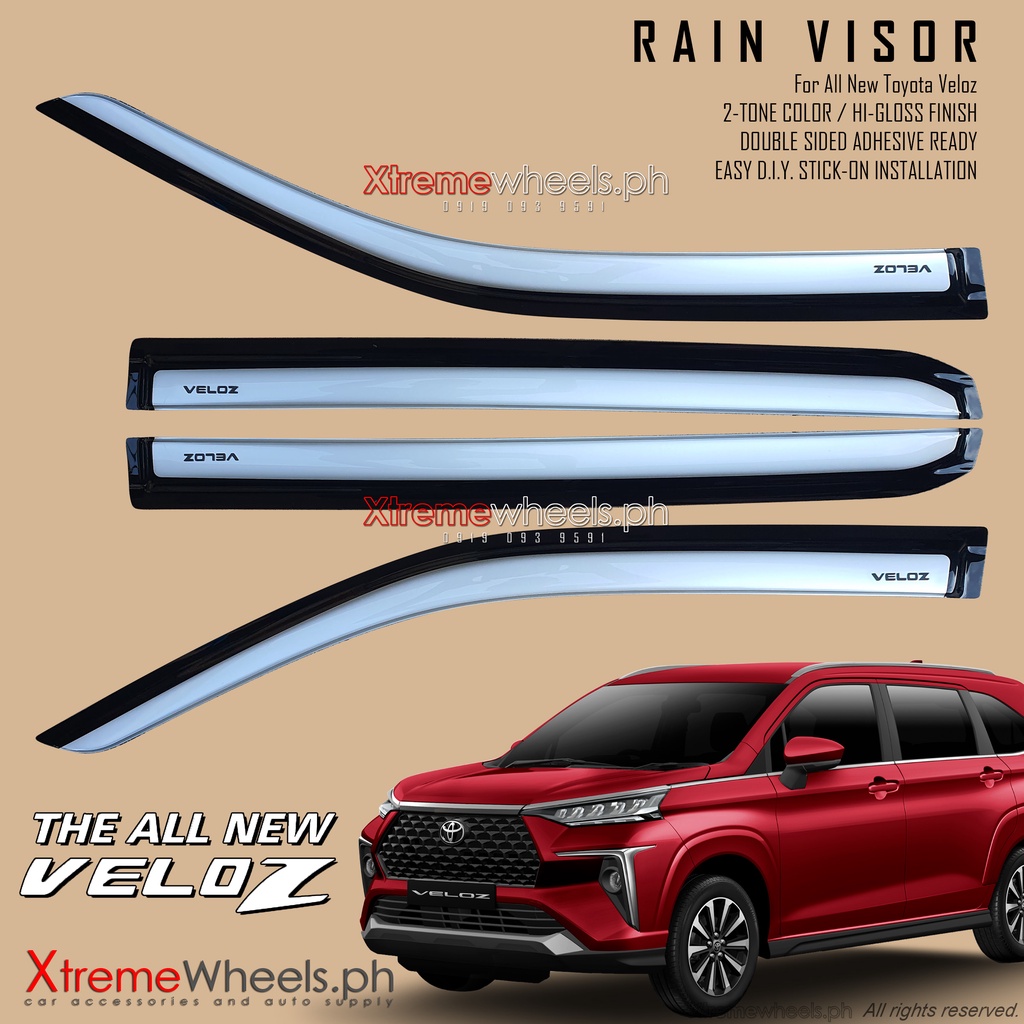 Toyota Veloz 2022-2025 Thailand Made Slim Type Two Tone Rain Door Visor ...