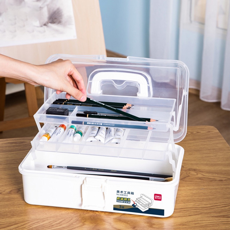 Deli Painting Toolbox Accessories Multifunctional 3-Layer Suitcase Art ...