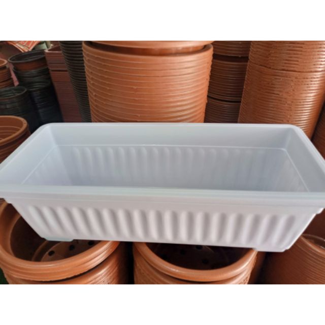 Rectangle plastic pots Rectangular pots White 17inches | Shopee Philippines