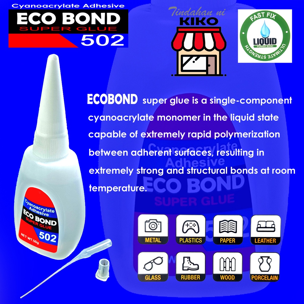 ECOBOND 502 Super Glue (Cyanoacrylate Adhesive), 50g or 20g, with mouse tail & push pin | Shopee ...