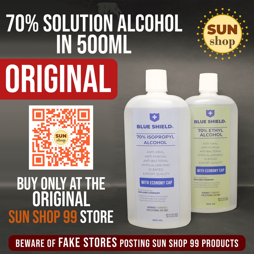 Blue Shield Alcohol 70% SOLUTION ALCOHOL in 500ml Econo-Cap | Shopee ...