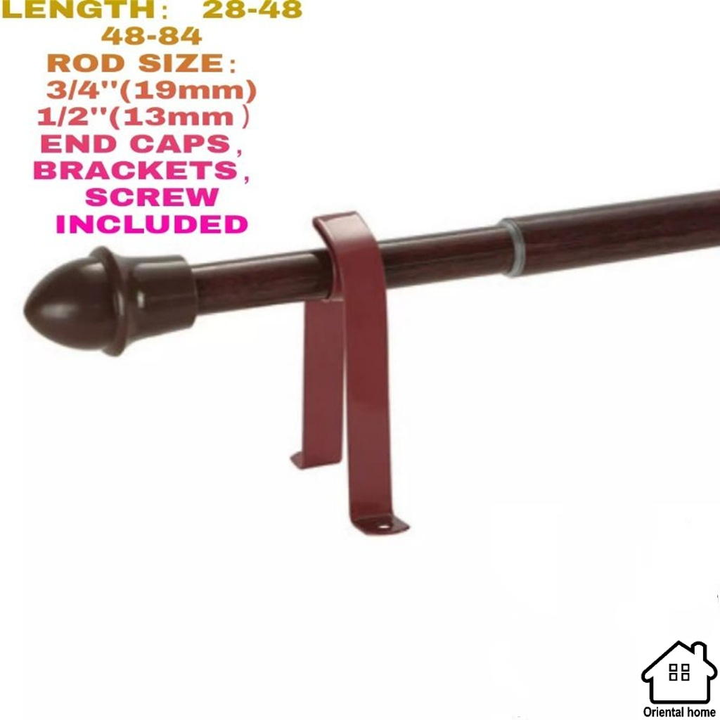 Wooden Design Extendable Curtain Rod with Free Brackets and Screw 28 ...