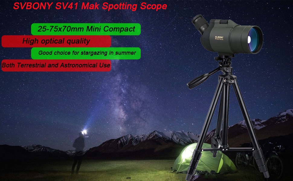 SVBONY SV41 Mak Spotting Scope 25-75x70mm Zoom Telescope with Tripod ...