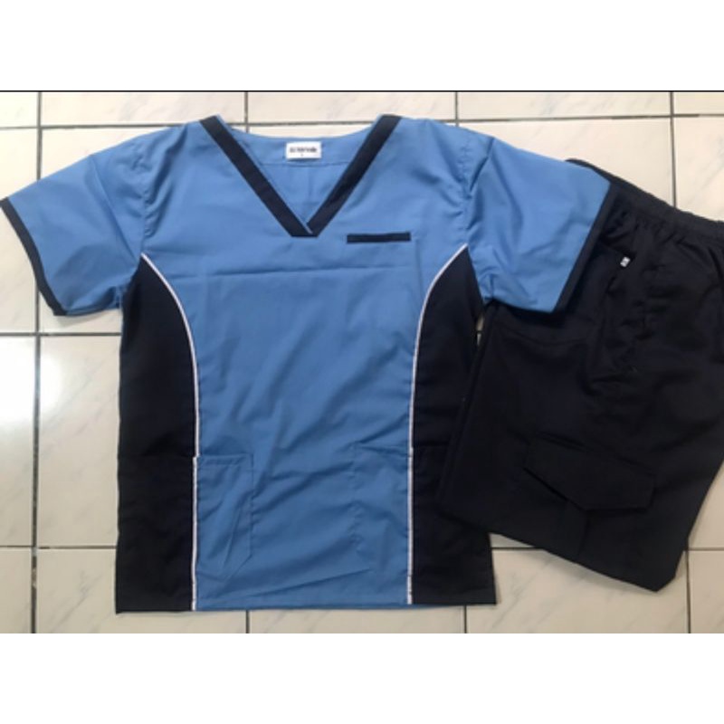 QUALITY SCRUBSUIT / POWDER BLUE AND NAVY COMBI | Shopee Philippines