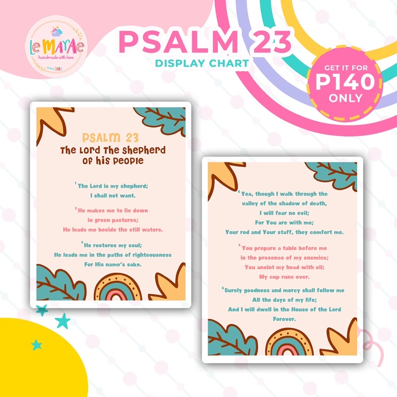 Le Marae Shop - Laminated Educational Charts | BIBLE PSALM 23 | BIBLE ...