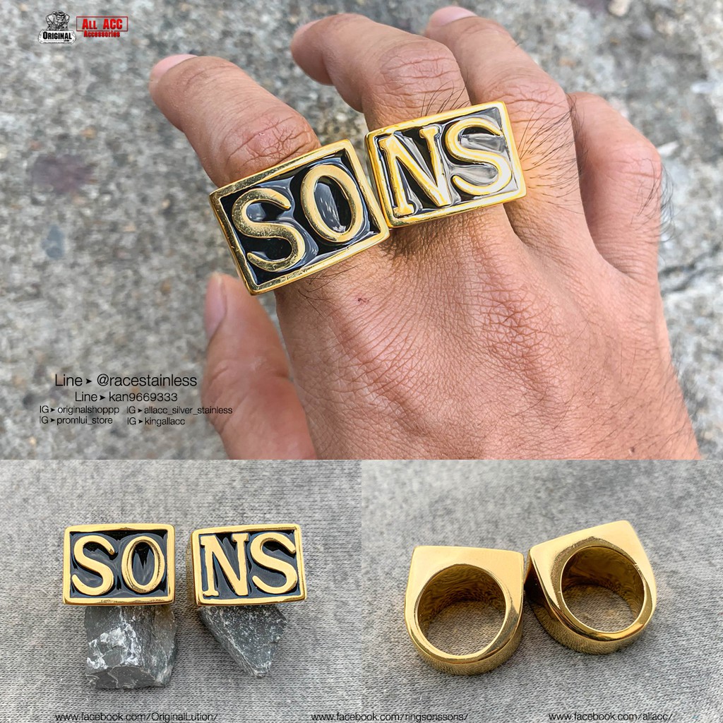 Gold Sans ring Sons of anarchy stainless Steel Genuine 316l Fashion Men ...