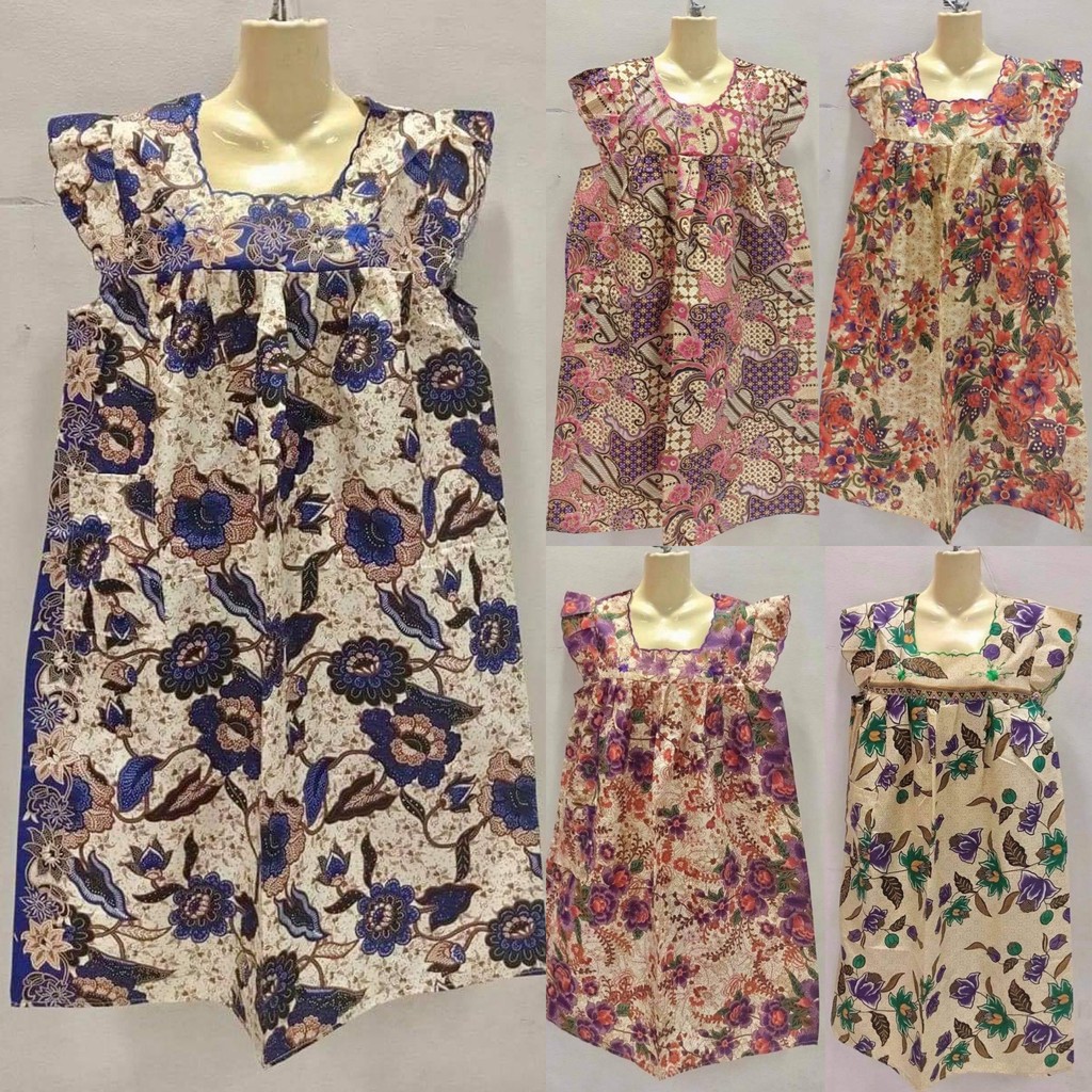 FLORAL Cotton Duster Embroidery Dress Pambahay Pantulog Summer Smocking ...