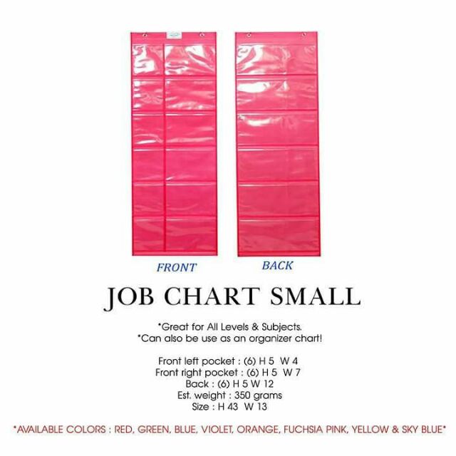 JOB POCKET CHART SMALL BY CHARTS UNLIMITED | Shopee Philippines