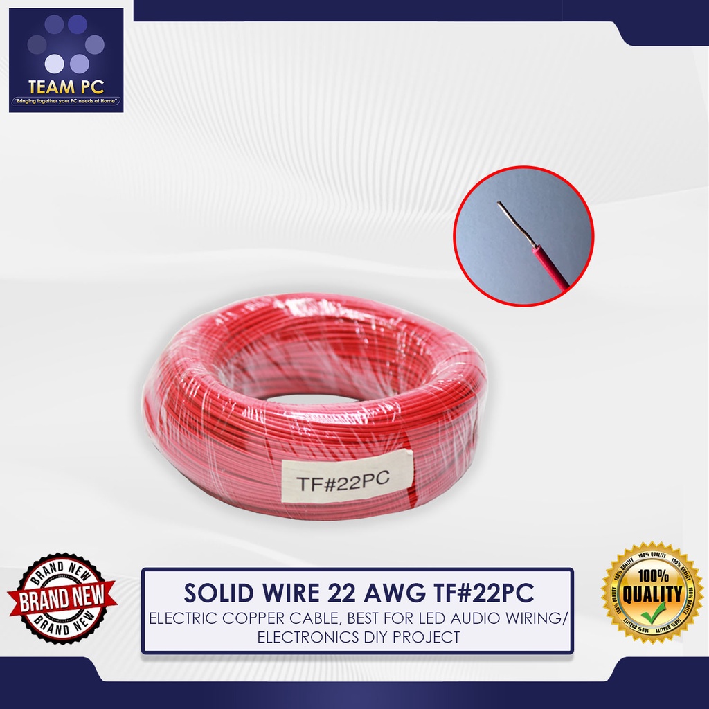 SOLID WIRE 22 AWG TF#22PC, ELECTRIC COPPER CABLE, BEST FOR LED AUDIO ...