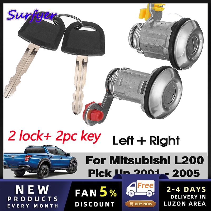 Lockset Front Right Left Door Lock Barrel Keys For Mitsubishi L200 Pick ...