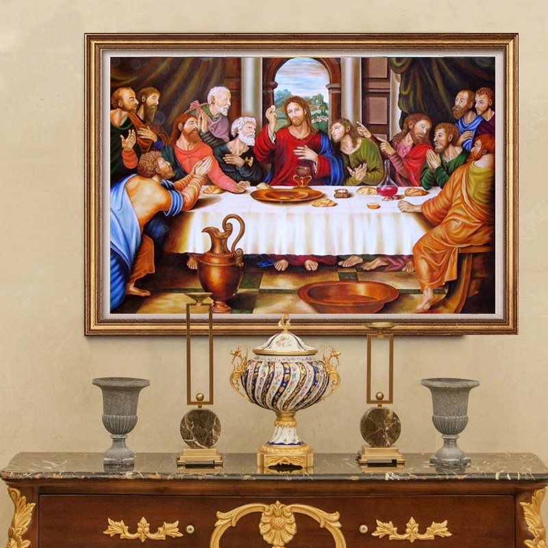 5D diamond painting the last supper Christian full bead cross stitch ...