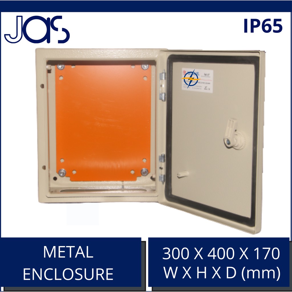 Metal Enclosure 300mm(W) X 400mm(L) X 170mm(D), IP65 (12" x 16" x 6.8 ...