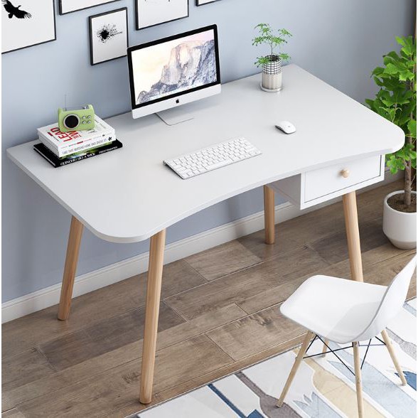 Nordic Office table (White) Duco finish desk with 1 drawer mdf wood ...