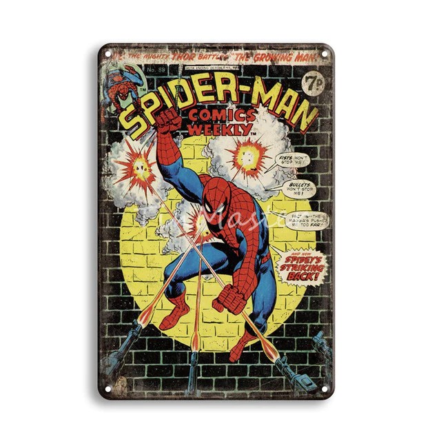 MARVEL COMICS SUPERHERO WONDER WOMAN IRON MAN Metal Tin Sign Children ...