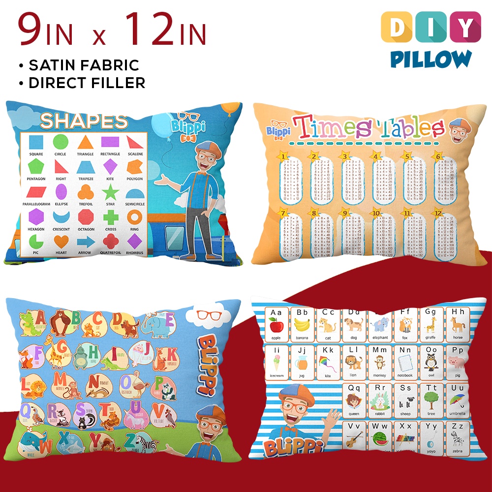 DIY Pillow Blippi 9x12 Learning Pillow Letters, Math, Alphabet, Animals ...