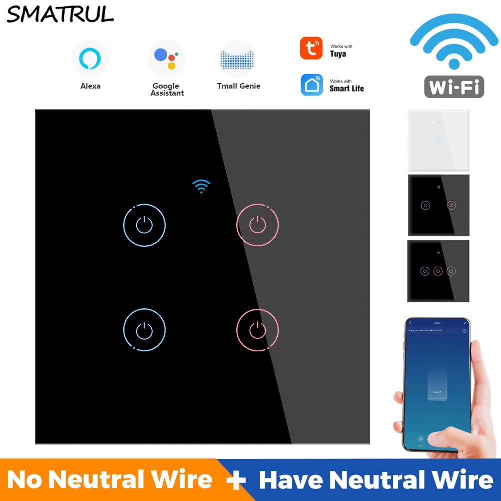 SMATRUL Smart Switch Wifi Controlled Touch Wall Panel Switch-Smart Life ...