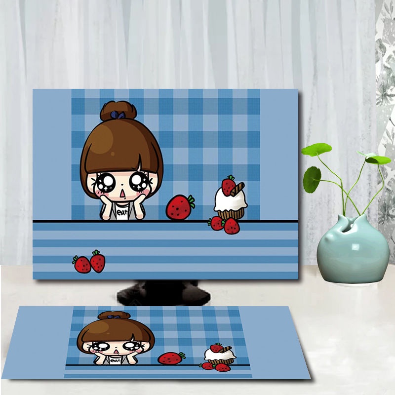 Wmgjiaju Computer Anti-dust Cover Two-Piece Set Cute Cat Desktop ...