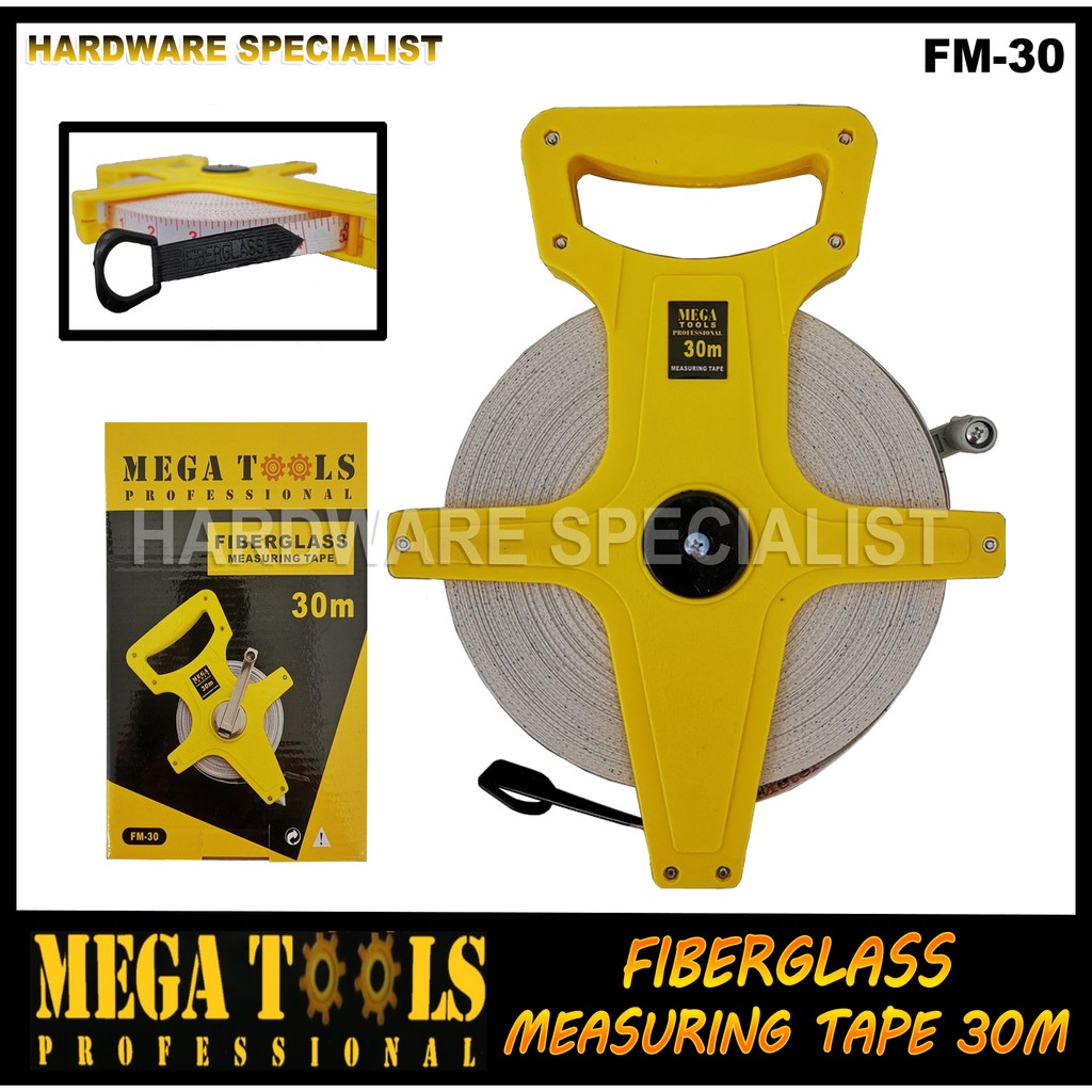 Mega Fiberglass Measuring Tape 30m FM-30 | Shopee Philippines