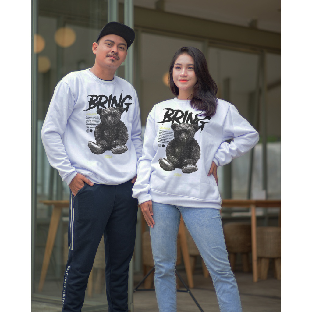 HITAM Sweater crewneck couple simple Black all size M-xxl Boy Girl ori ...
