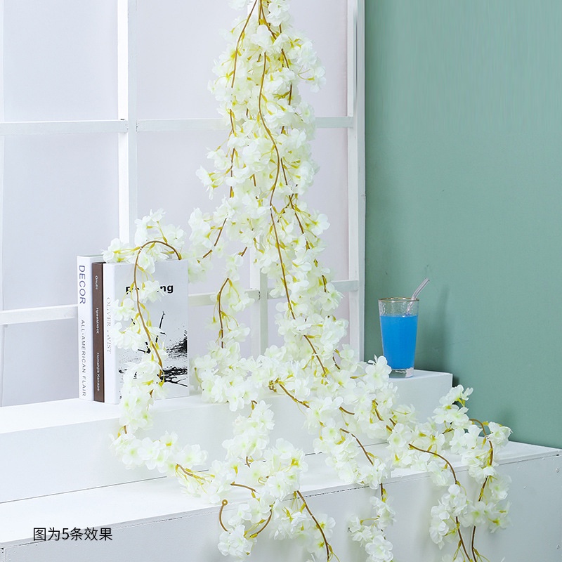 Dualswish 135 Heads Pink Cherry Blossom Silk Artificial Vine Sakura ...