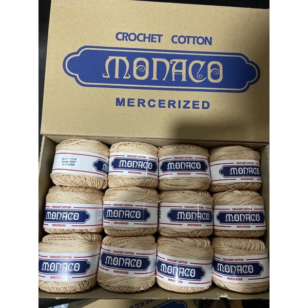 3ply (Per BOX )Monaco Mercerized Crochet cotton 12 balls (single color ...