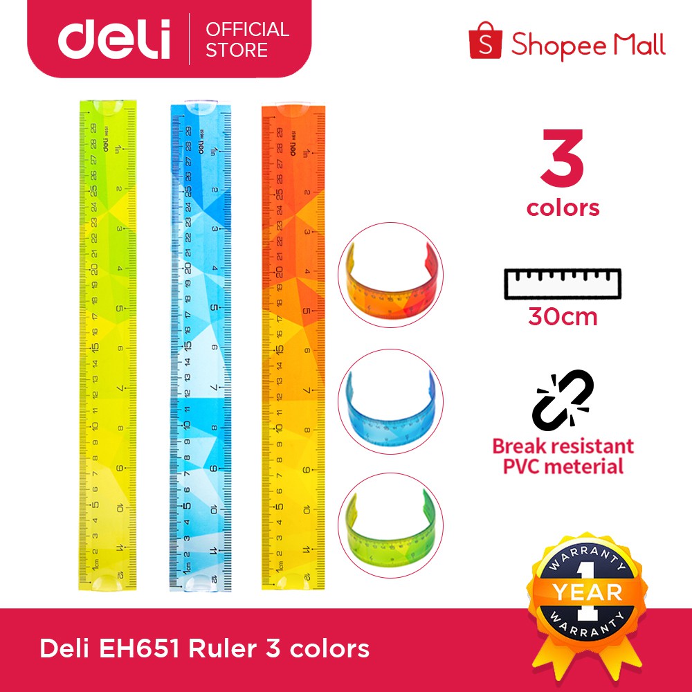 Deli EH651 Ruler Metric and inch graduation | Shopee Philippines